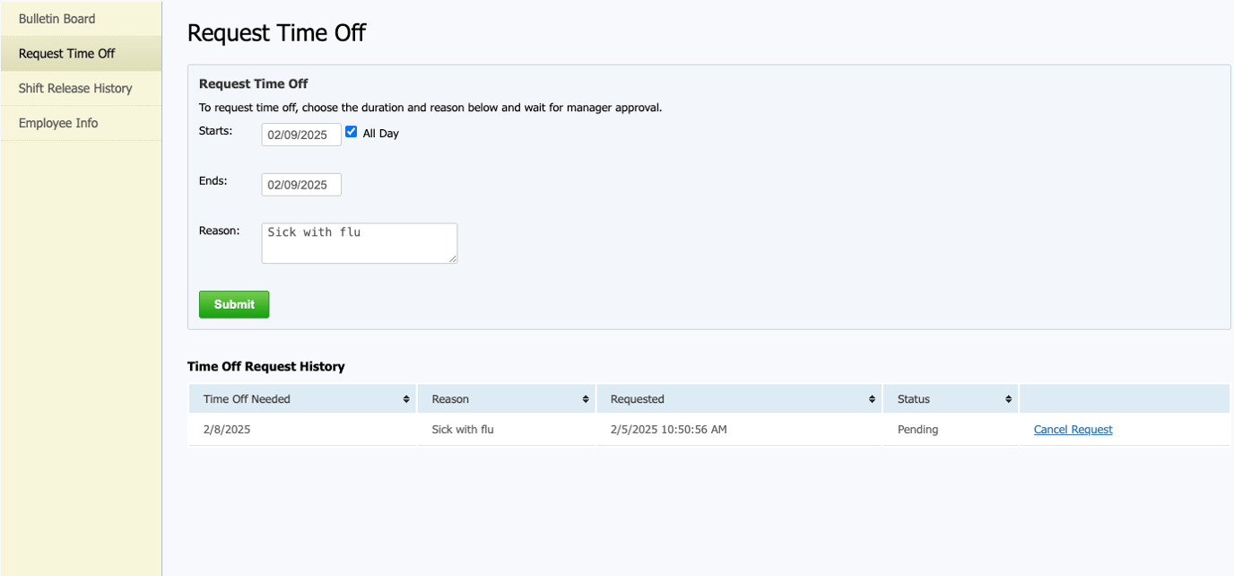Request Time Off